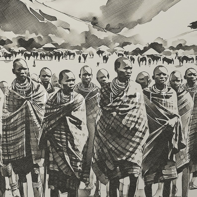 Unique Sketch Style African Tribe Art Print Vintage Cultural Home Wall ...