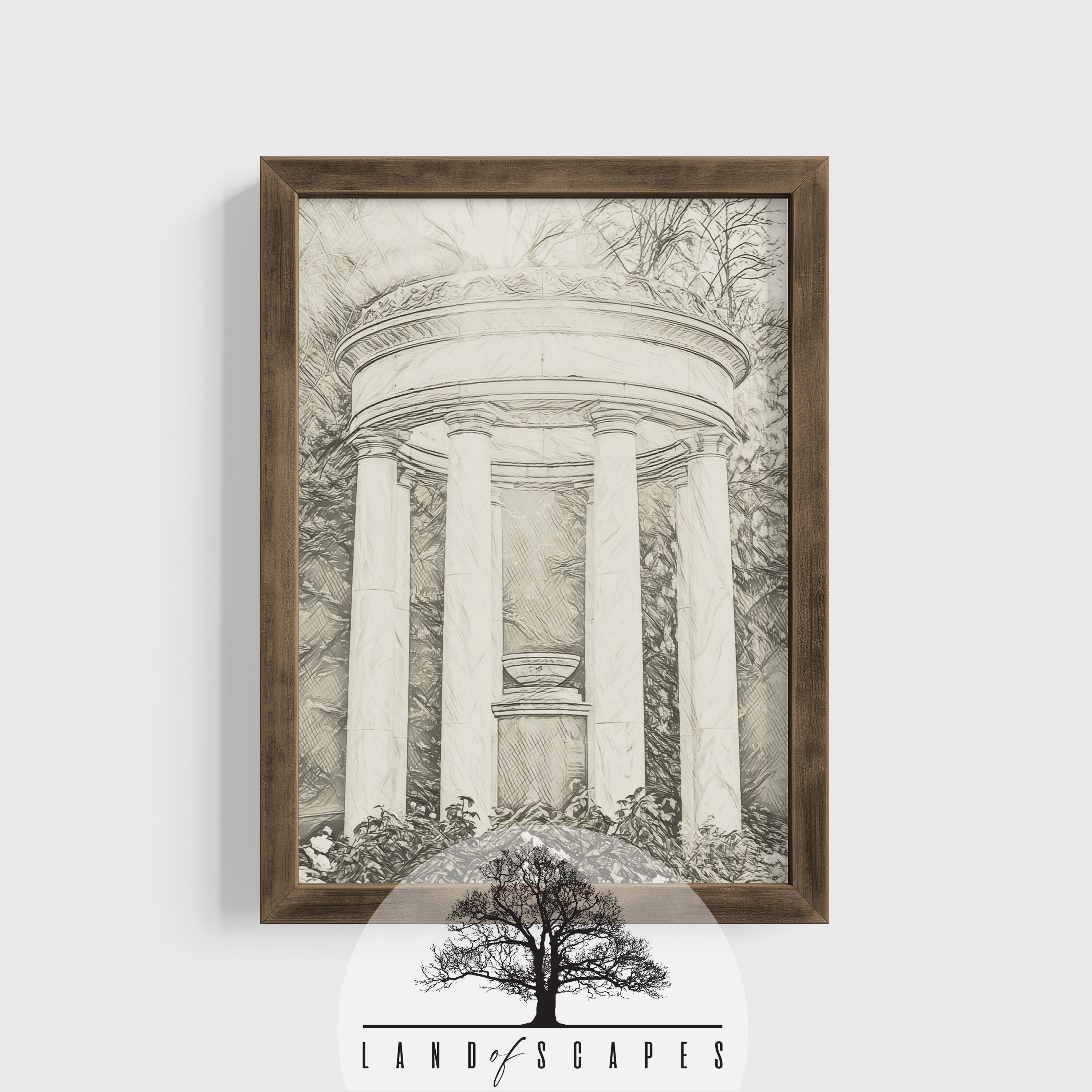Vintage Style Pillar Structure Landscape Art Classic Stone Structures ...