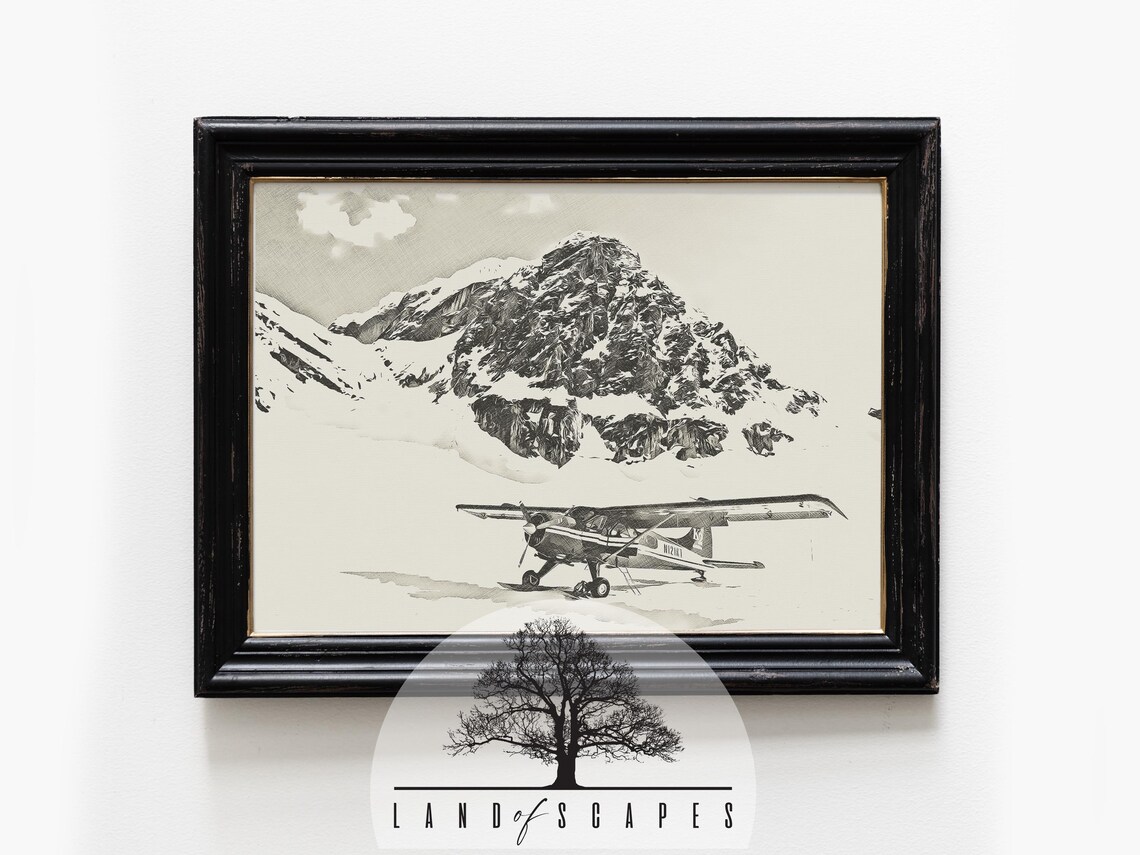 Beautiful Single Prop Plane in a Winter Backdrop Art | Classic Airplane ...