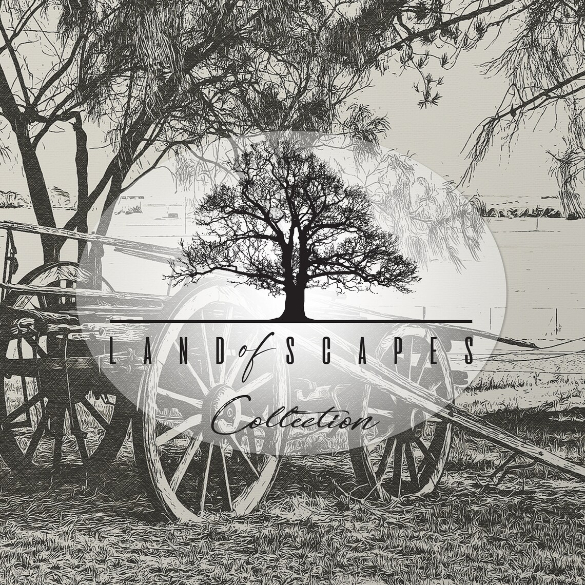 Vintage Wagon Print | Historic Wheel Cart Art | Classic Landscape Work ...