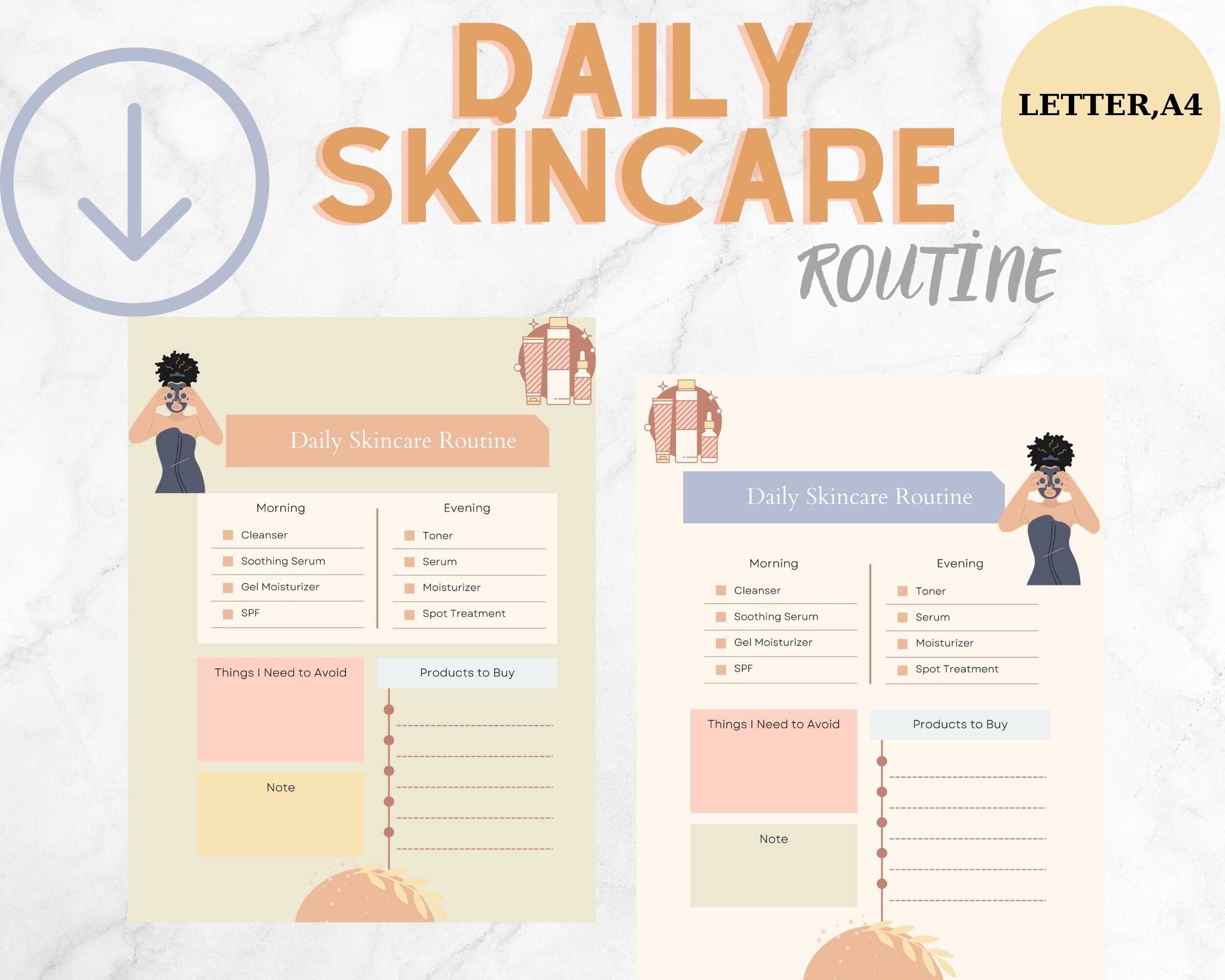 My Skin Care Journal,skincare Routine,beauty Planner,a4 Letter Half ...