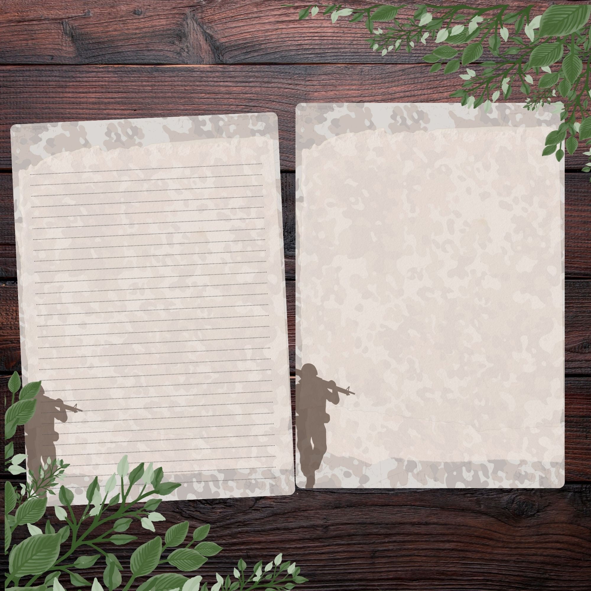 US Army Military Themed Stationary Army Green Letter Writing Paper ...