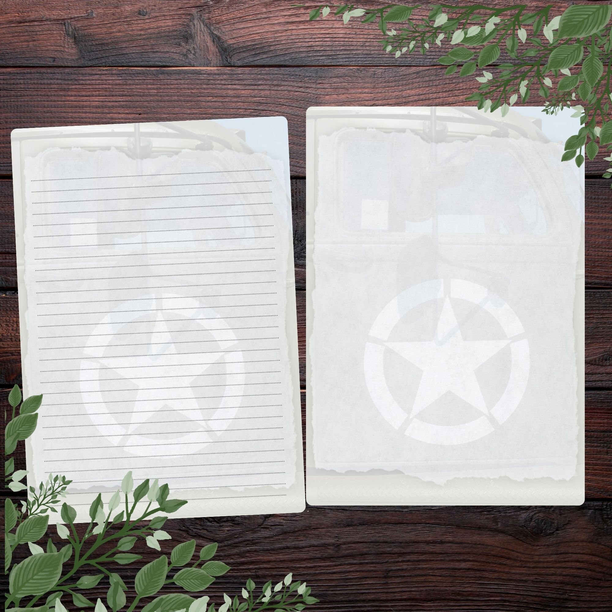 US Army Military Themed Stationary Army Green Letter Writing Paper ...