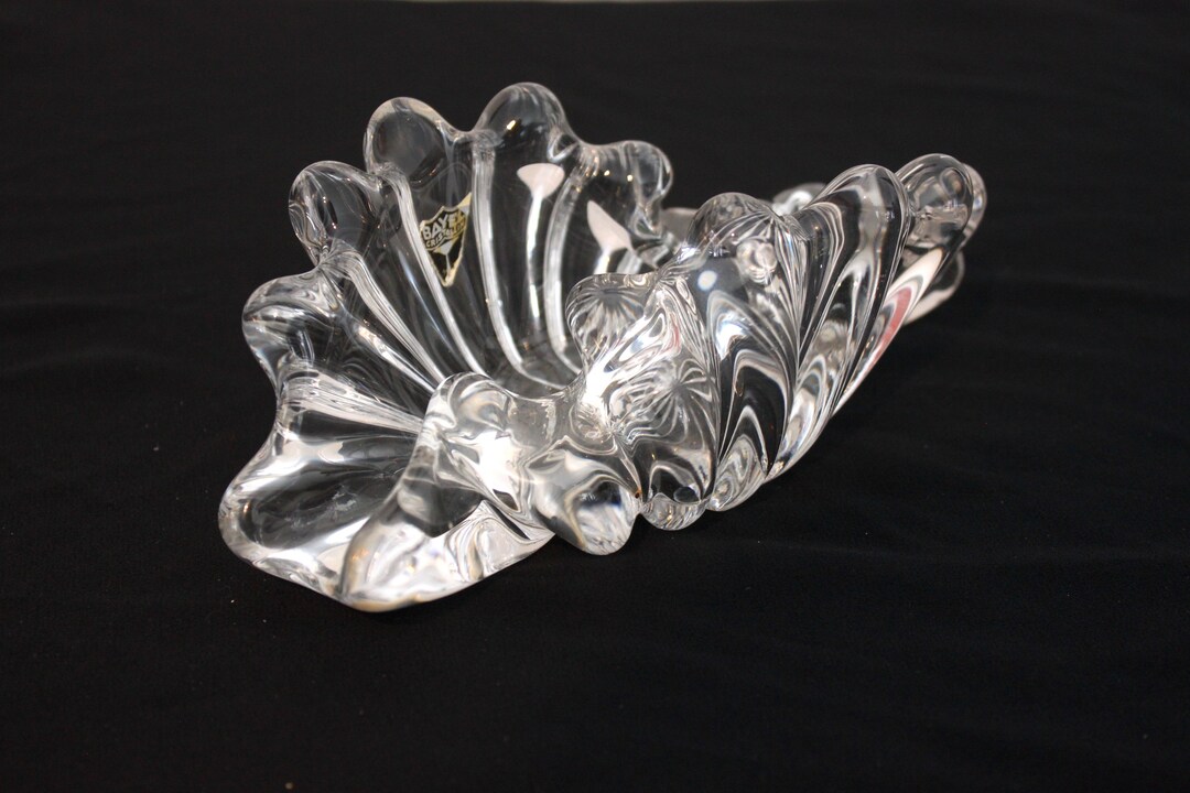 Mid Century French Bayel Freeform Clear Glass Crystal Bowl Ashtray ...