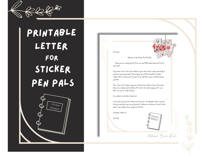 PRINTABLE Pen Pal Letter, Sticker Pen Pals, Pen Pals for Kids, Pen Pals ...