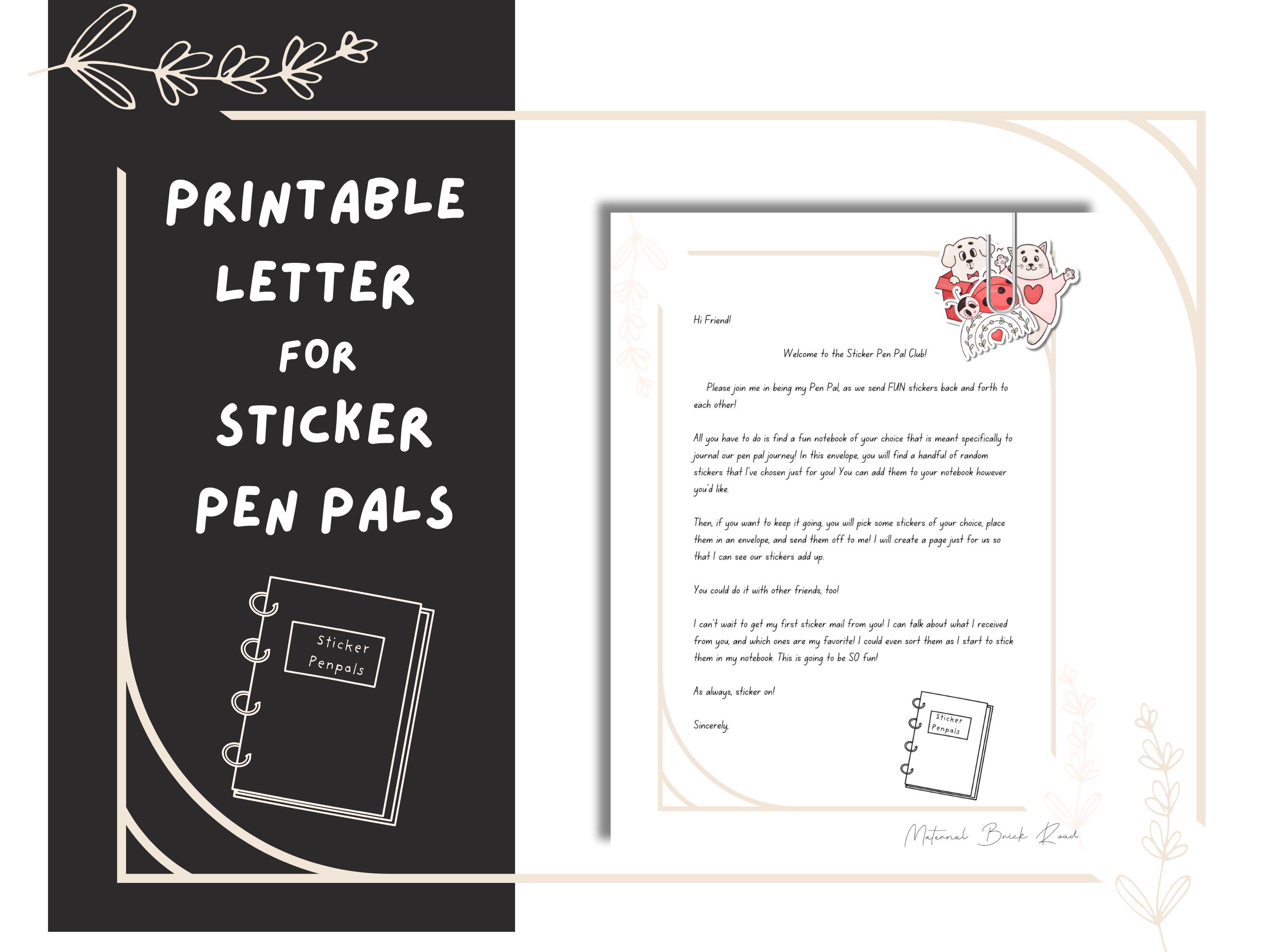 PRINTABLE Pen Pal Letter, Sticker Pen Pals, Pen Pals for Kids, Pen Pals ...