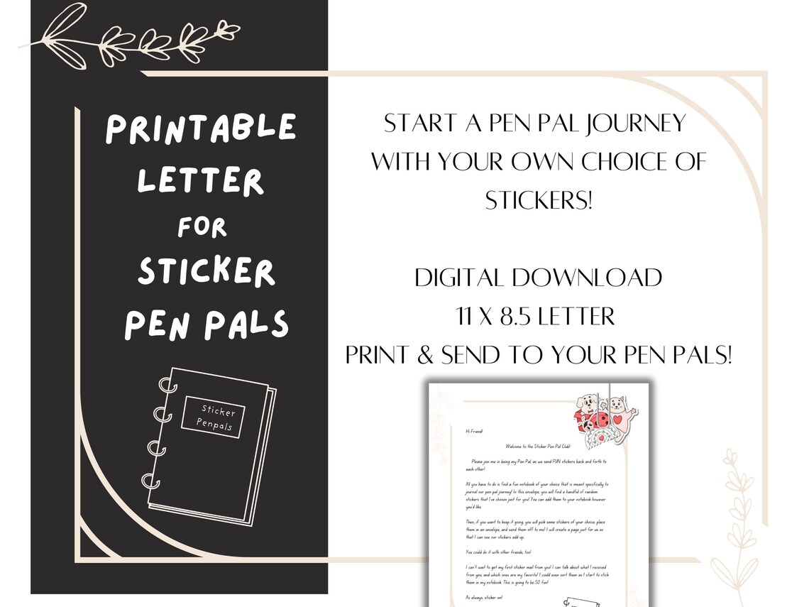 PRINTABLE Pen Pal Letter, Sticker Pen Pals, Pen Pals for Kids, Pen Pals ...