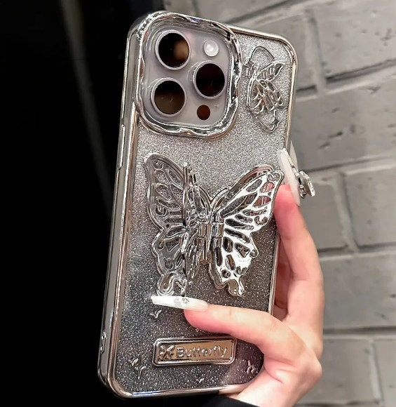 Fluttering Splendor: Luxury 3D Butterfly Gradient Glitter Bling Phone ...