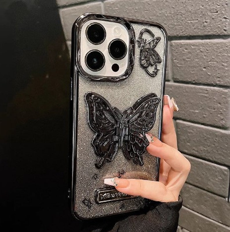 Fluttering Splendor: Luxury 3D Butterfly Gradient Glitter Bling Phone ...