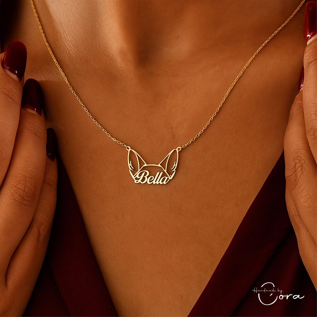 Custom Dog Name Necklace, Personalized Name Necklace With Dog Head ...