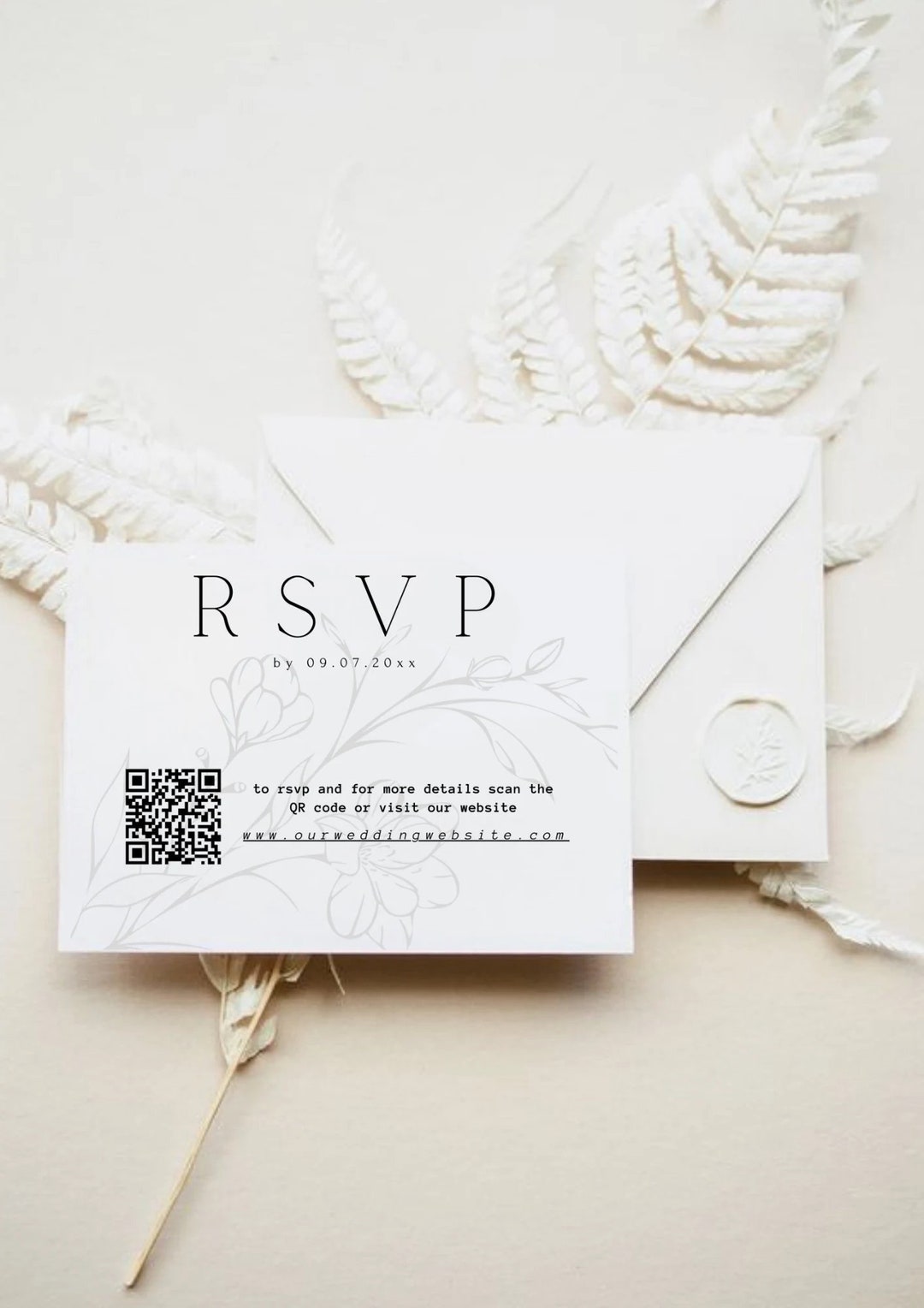 QR Code Response Card RSVP Online Modern Wedding Reply Card Minimalist QR Code Response Card ...
