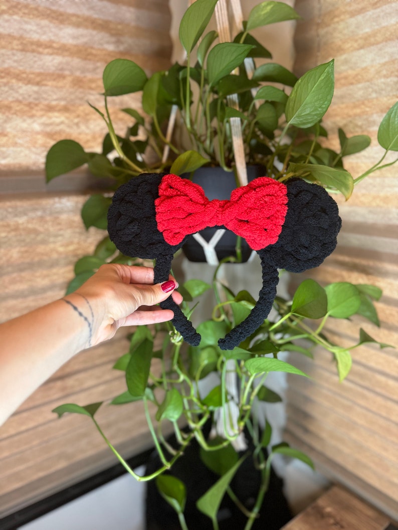 Crochet Mickey Mouse Minnie Mouse Ears Headband. Fluffy Cute Soft ...