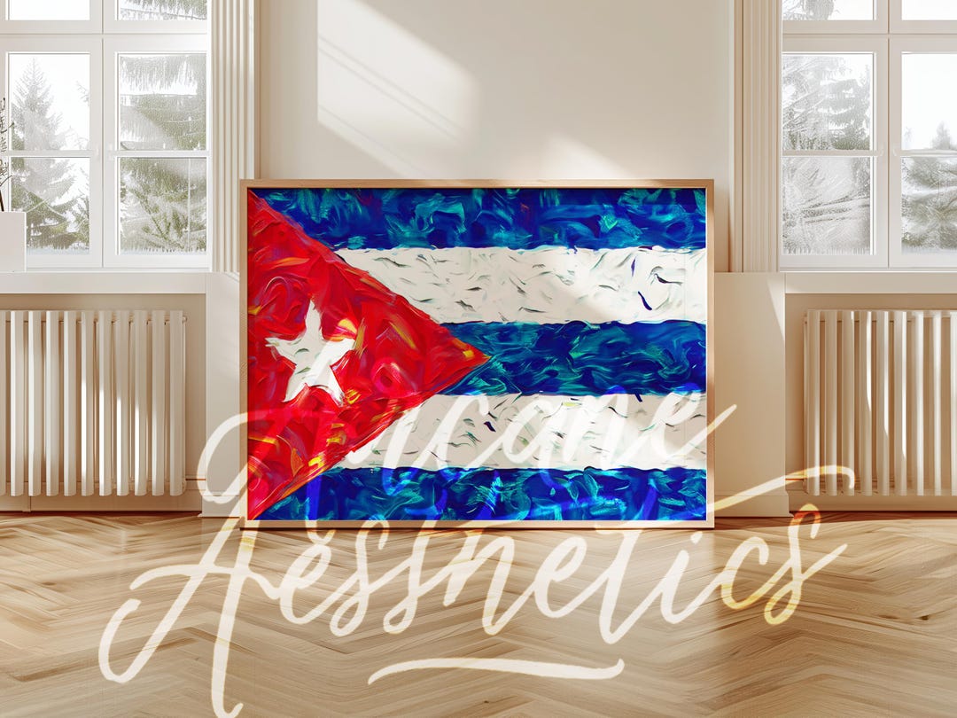 Cuba Flag PNG Palette Knife Painting Flag Png Cuban Wall Art Svg for ...