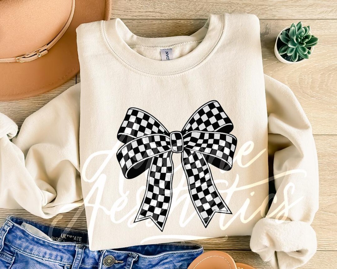 Coquette Racing Bow Png Checkered Flag Bow Sublimation Printable Race ...