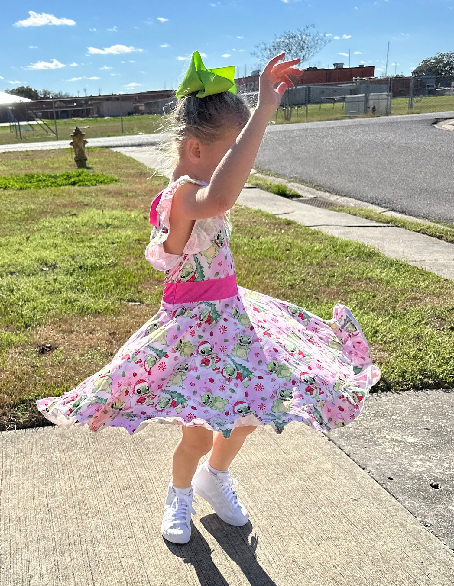 Pink Christmas Villian and Alien Bow Back Twirl Dress - Etsy
