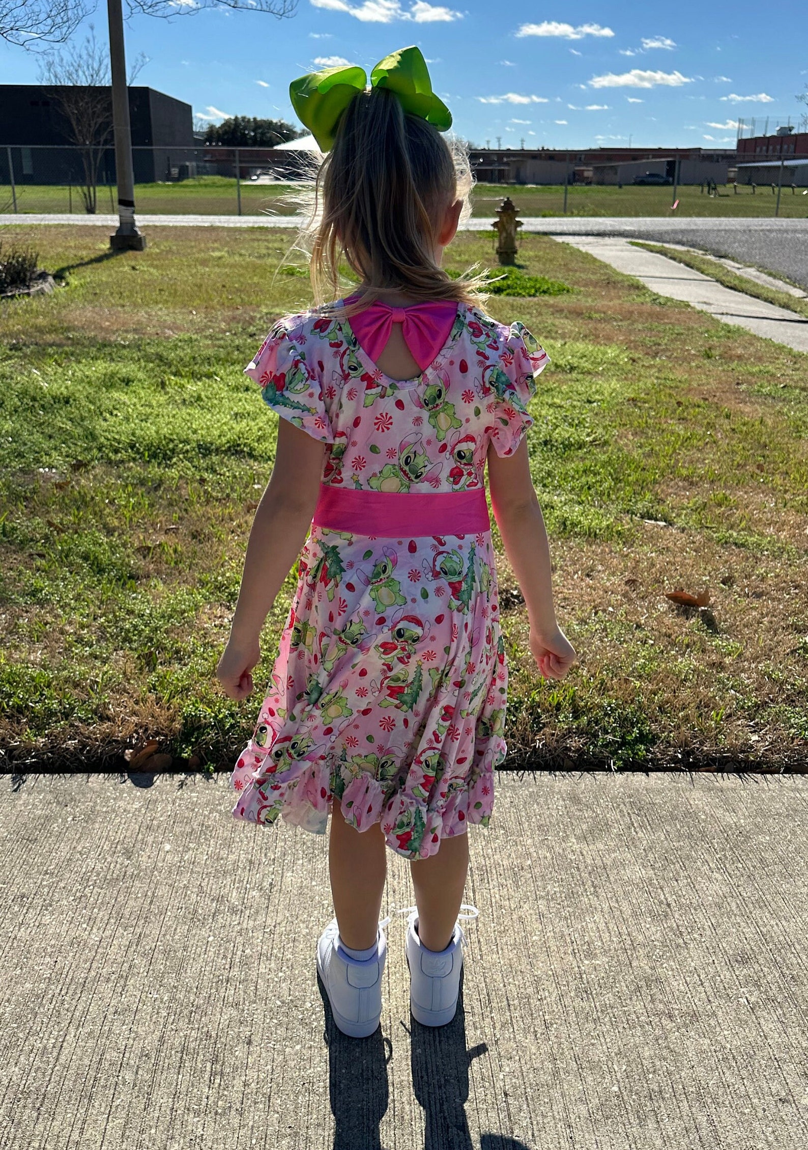 Pink Christmas Villian and Alien Bow Back Twirl Dress - Etsy
