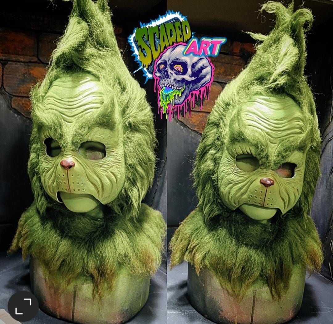 GRINCHYY'S Green Monster Mask (latex Mask) Chinless Mask Includes ...
