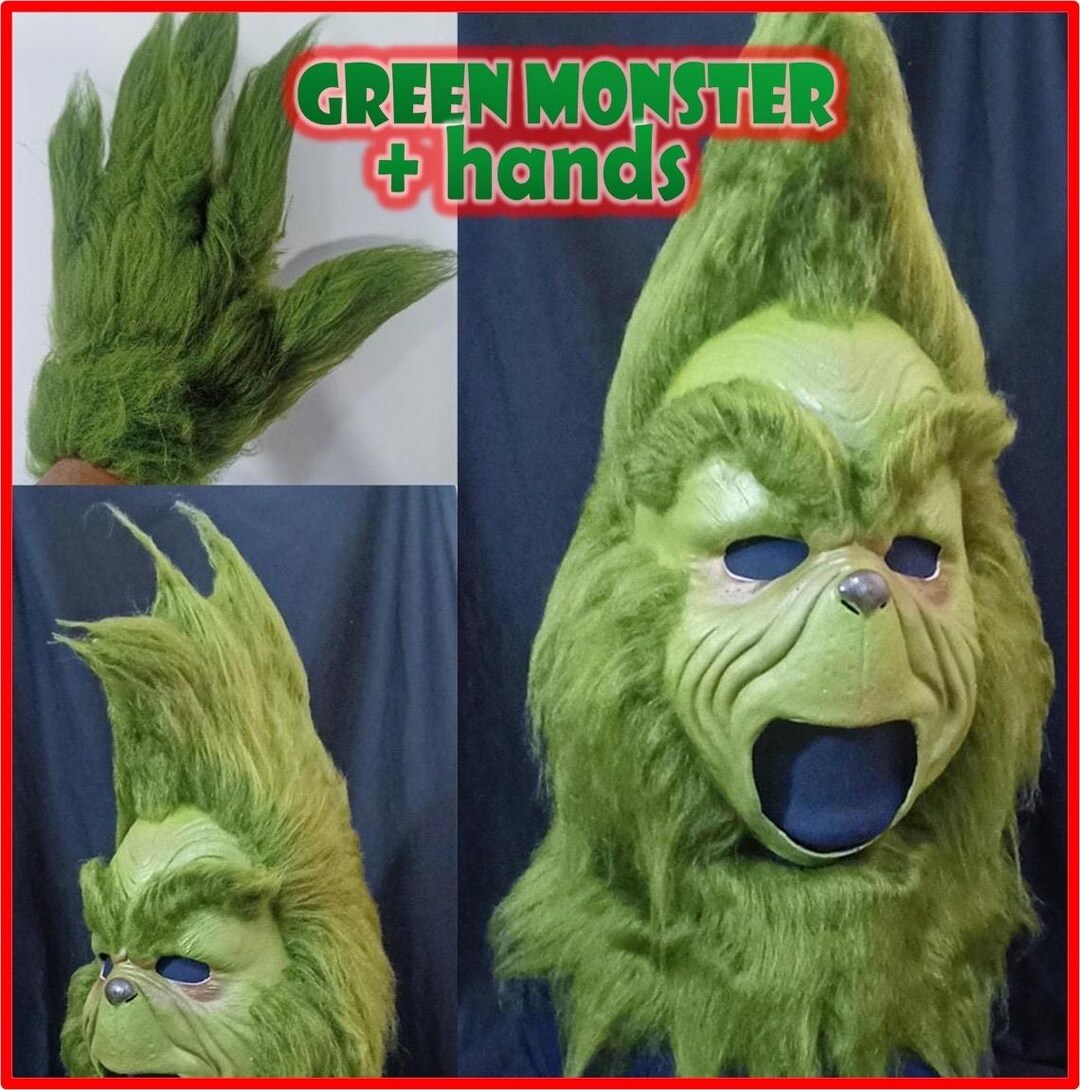 Green Monster Latex Mask +hands Deluxe,green , ,christmas - Etsy