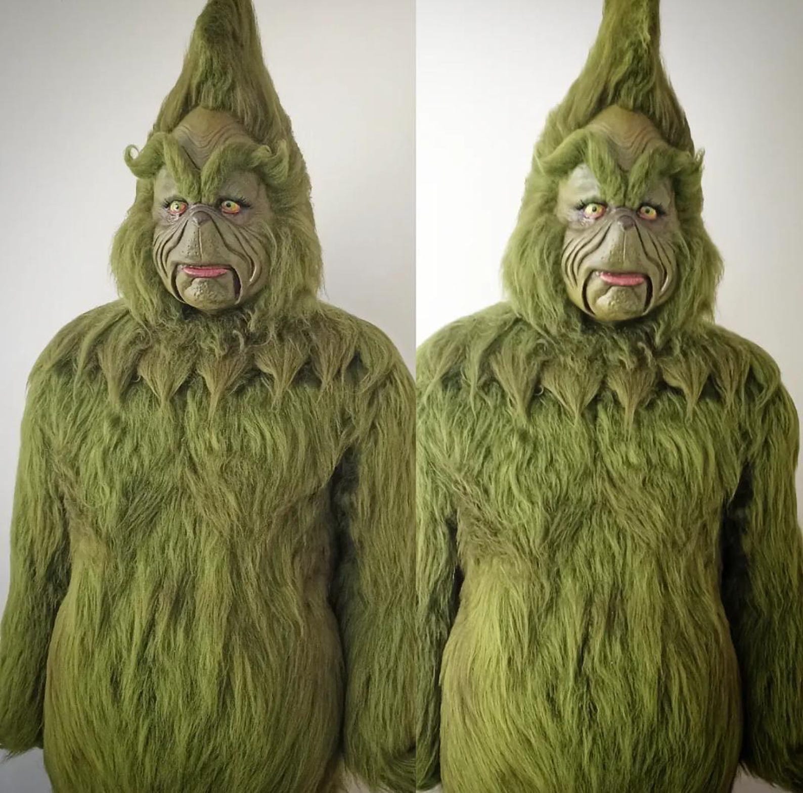 Green Monster Santa Costume Deluxe mask,suit, Hands and Exclusive Fur ...