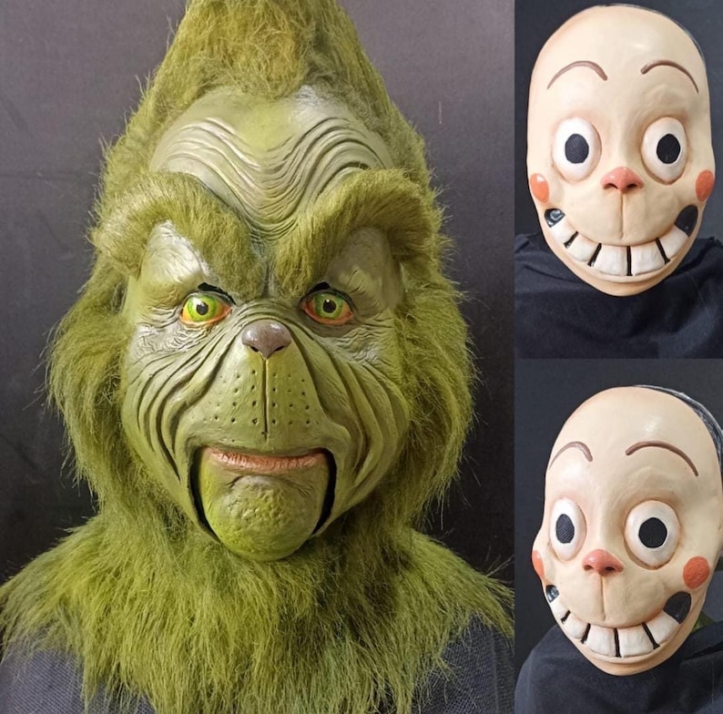 Monster Green Mask Without Mouth Movement + Villa Who Mask,, Halloween ...