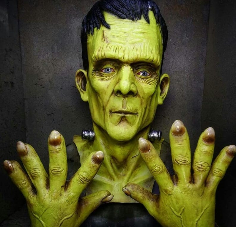 Frankenstein Mask Deluxe +hands (latex Mask), Monsters, Halloween ...