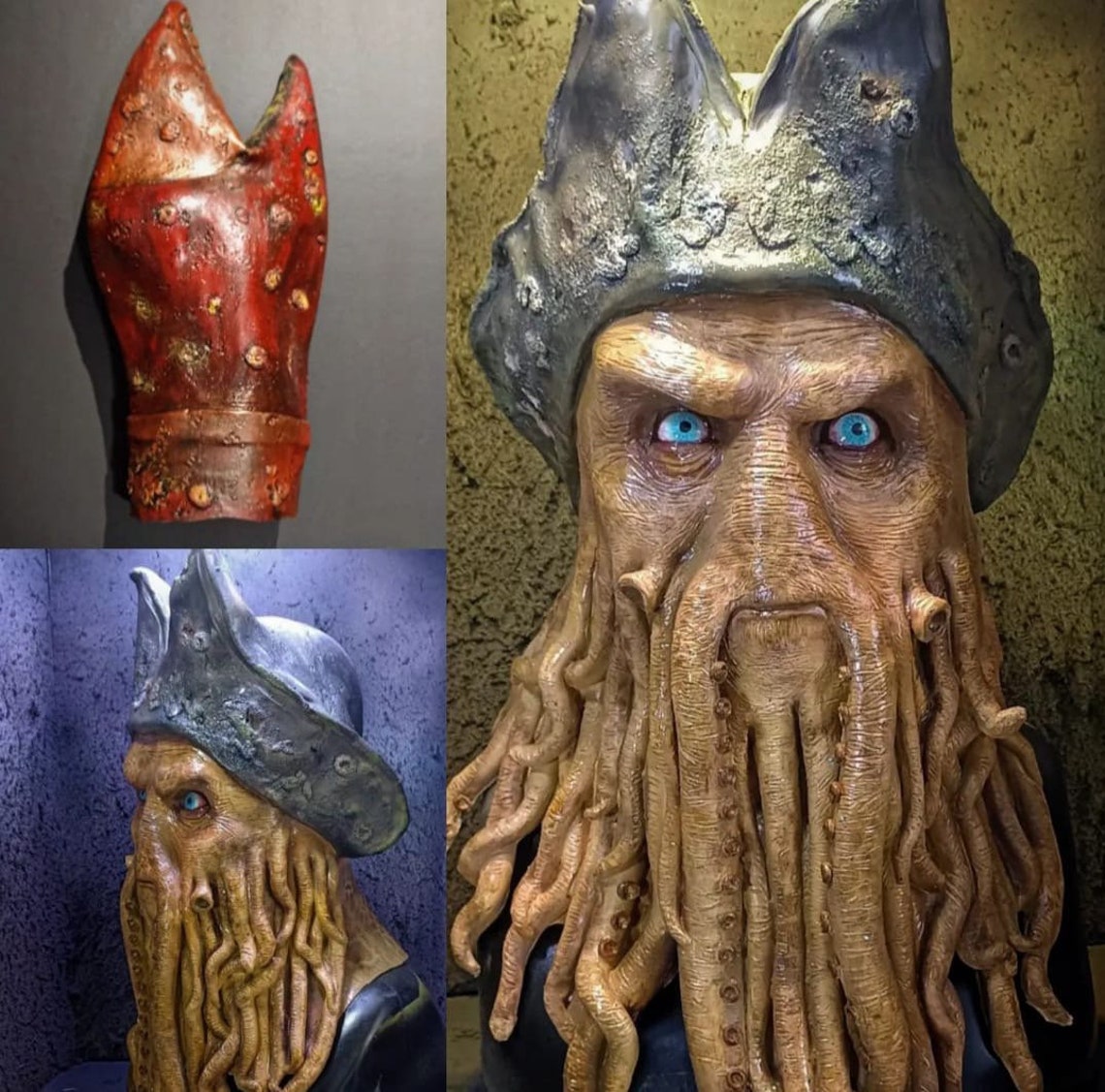 Davy Jones Mask + Crab Claw, Latex Mask, Pirates of the Caribbean, Fan ...