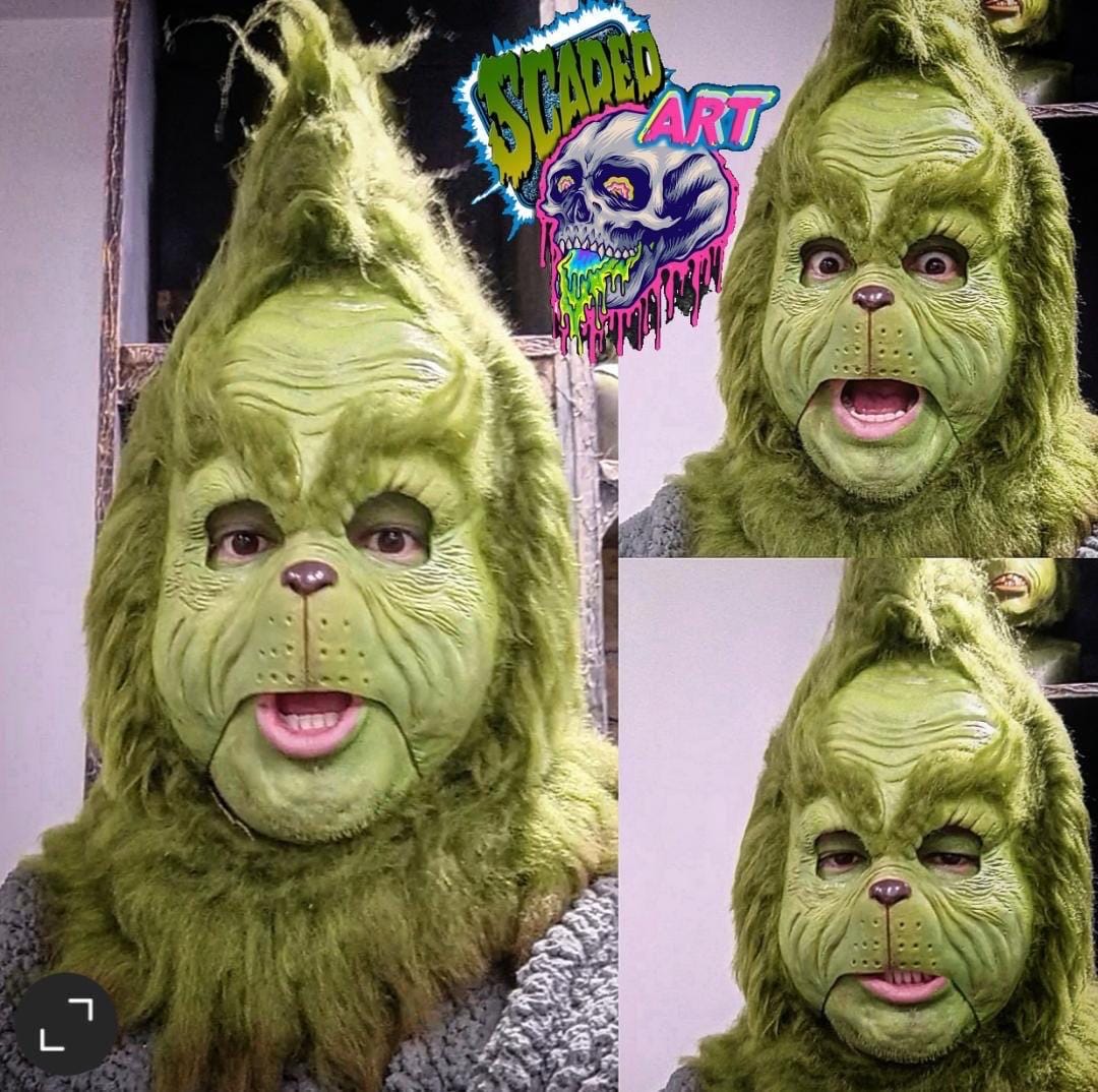 GRINCHYY'S Green Monster Mask (latex Mask) Chinless Mask Includes ...