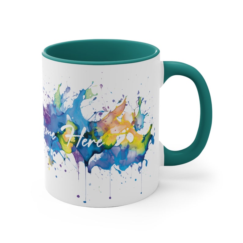 Personalized Mug, Abstract Blue Paint Splatter, Custom Mug ...