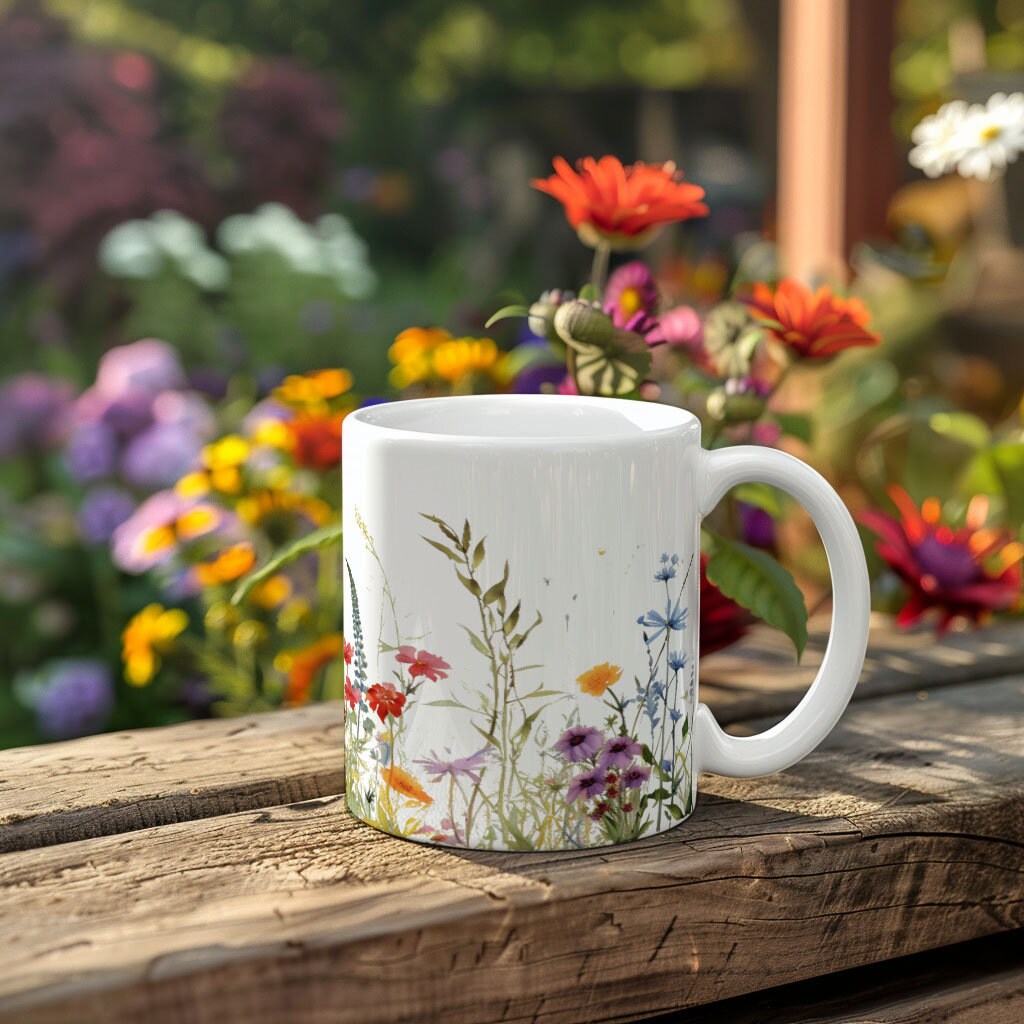 Perfect Bouquet Flower Mug, Boho Wildflowers Coffee Mug, Garden Flower ...