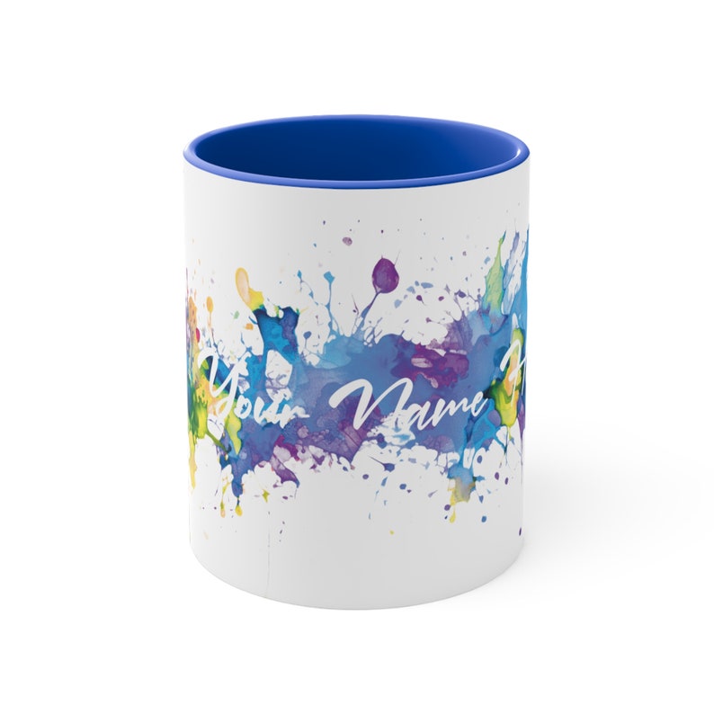 Personalized Mug, Abstract Blue Paint Splatter, Custom Mug ...