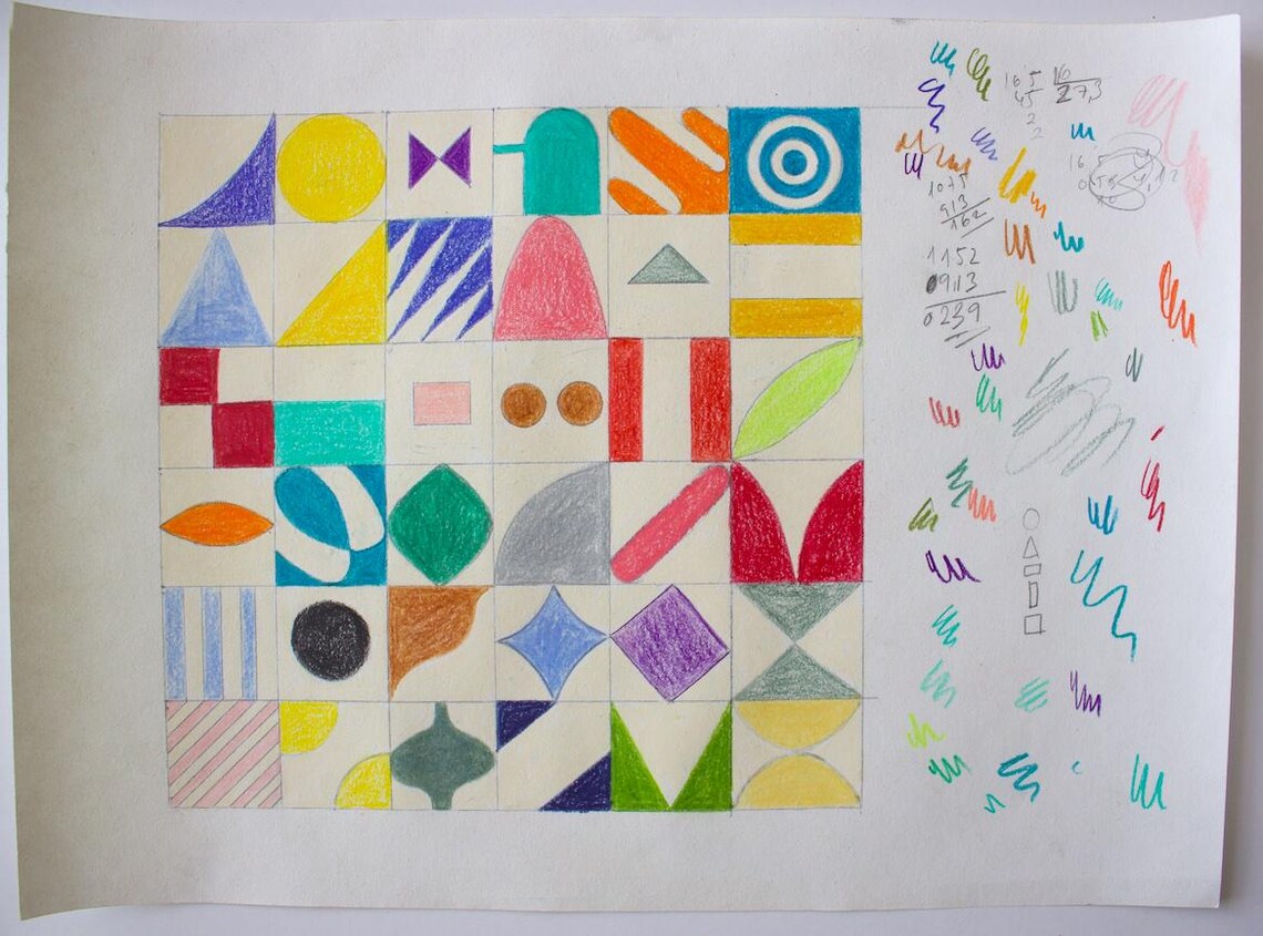 Set of Nine Painted Wooden Blocks Handmade Decorative Gift Colorful ...