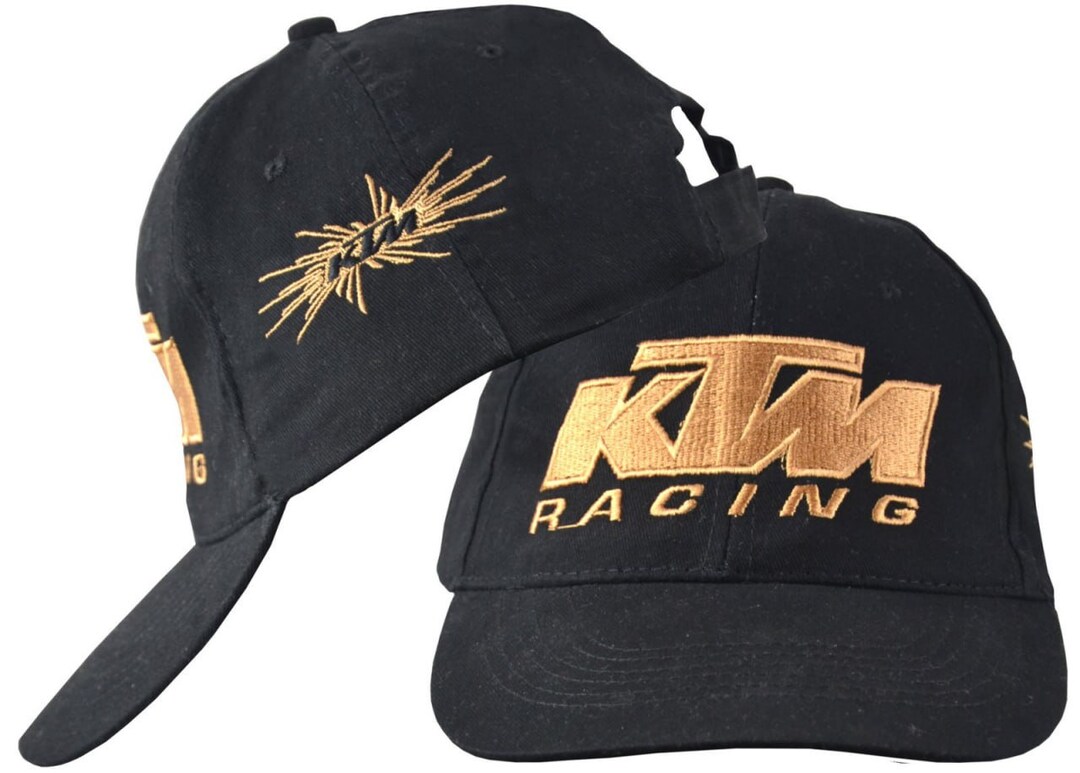 KTM Racing Embroidered Black Baseball Cap With Golden Logo and Spider ...
