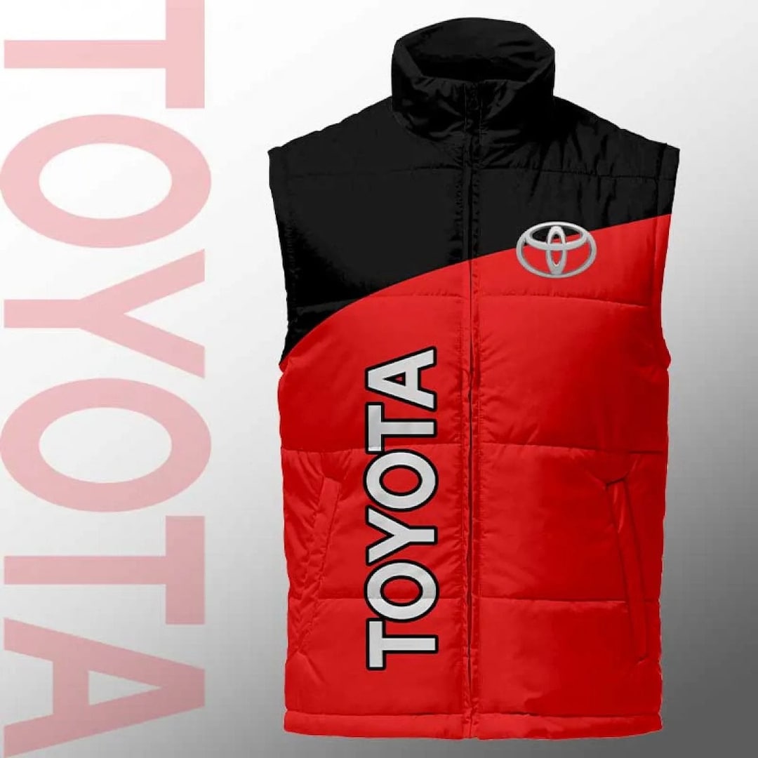 Red Toyota Logo Puffer Vest Unisex Winter Sleeveless Jacket - Etsy