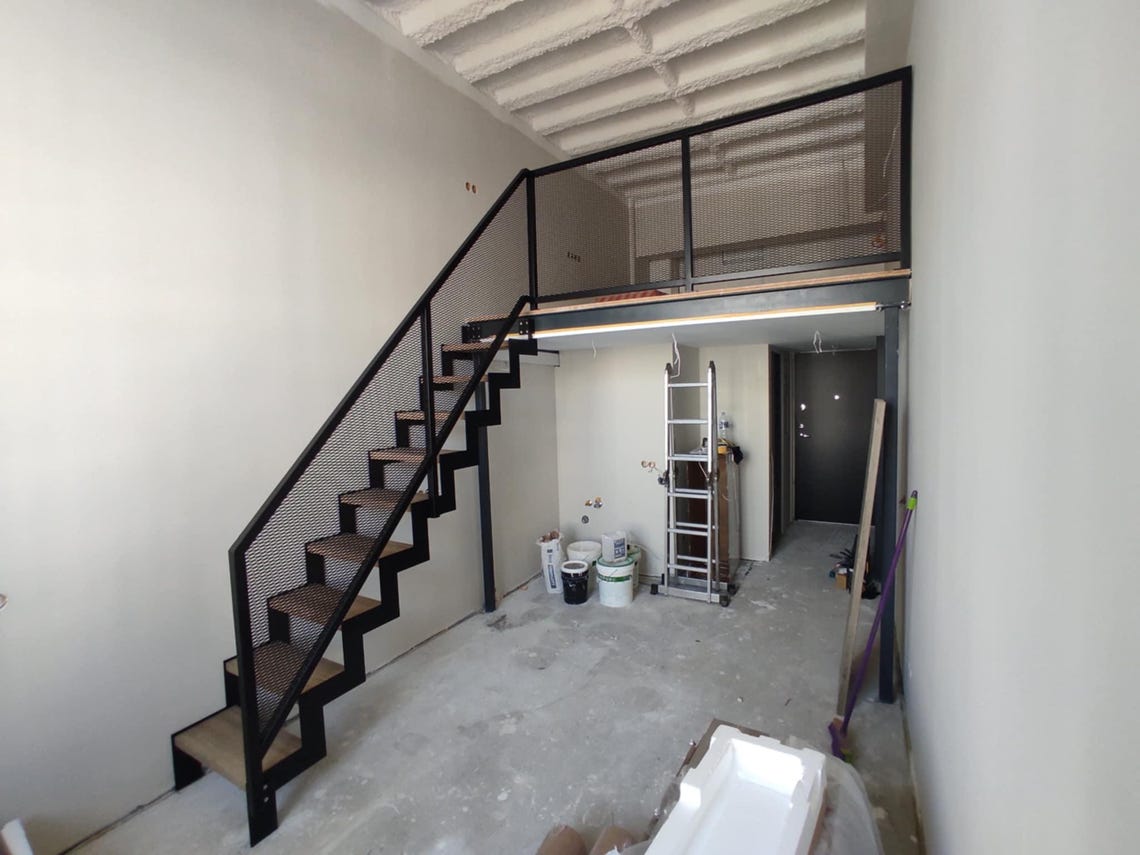 Loft-style Metal Stairs With Wooden Steps – Modern and Industrial ...