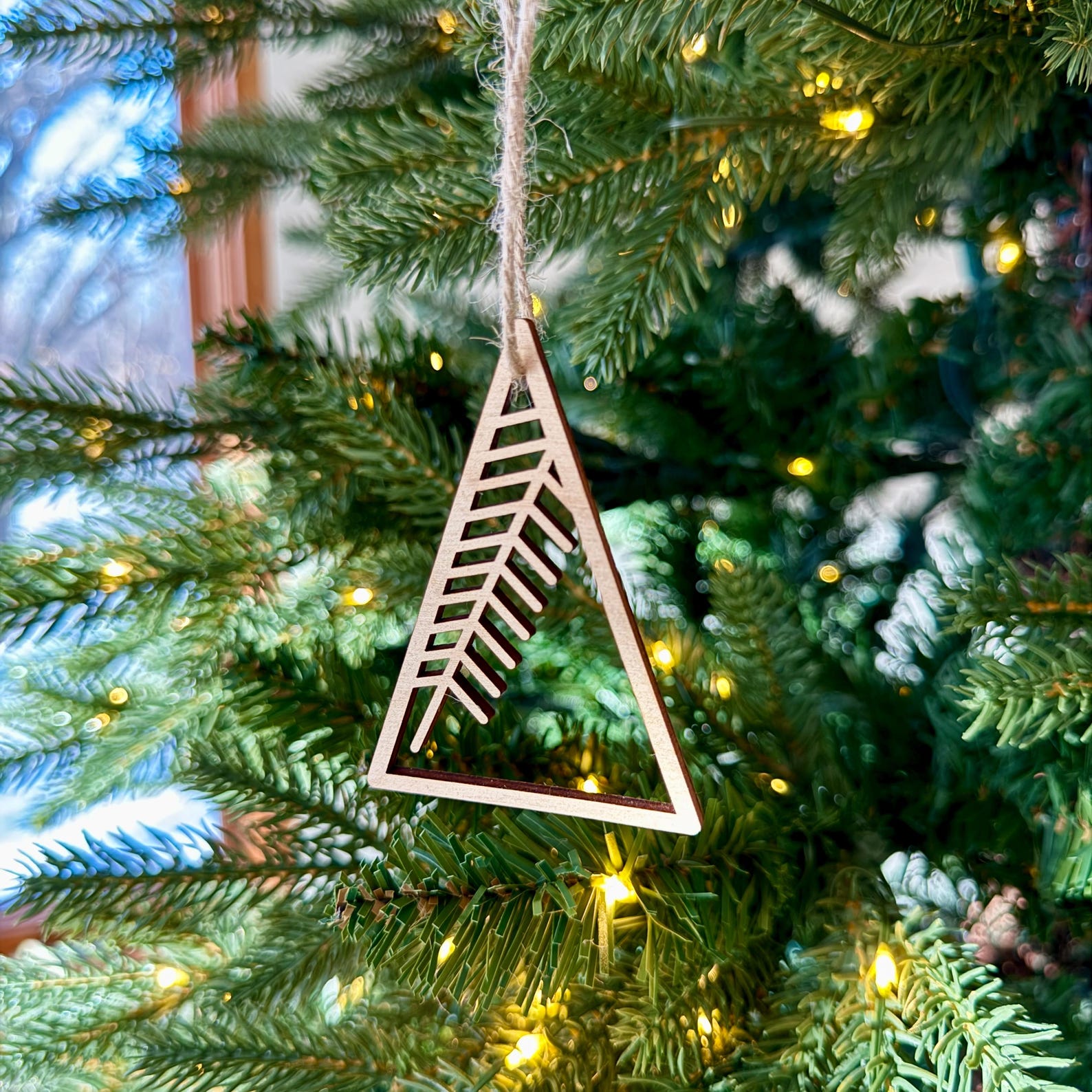 Triangle Evergreen Tree Branch Cutout Abstract Christmas Ornament ...