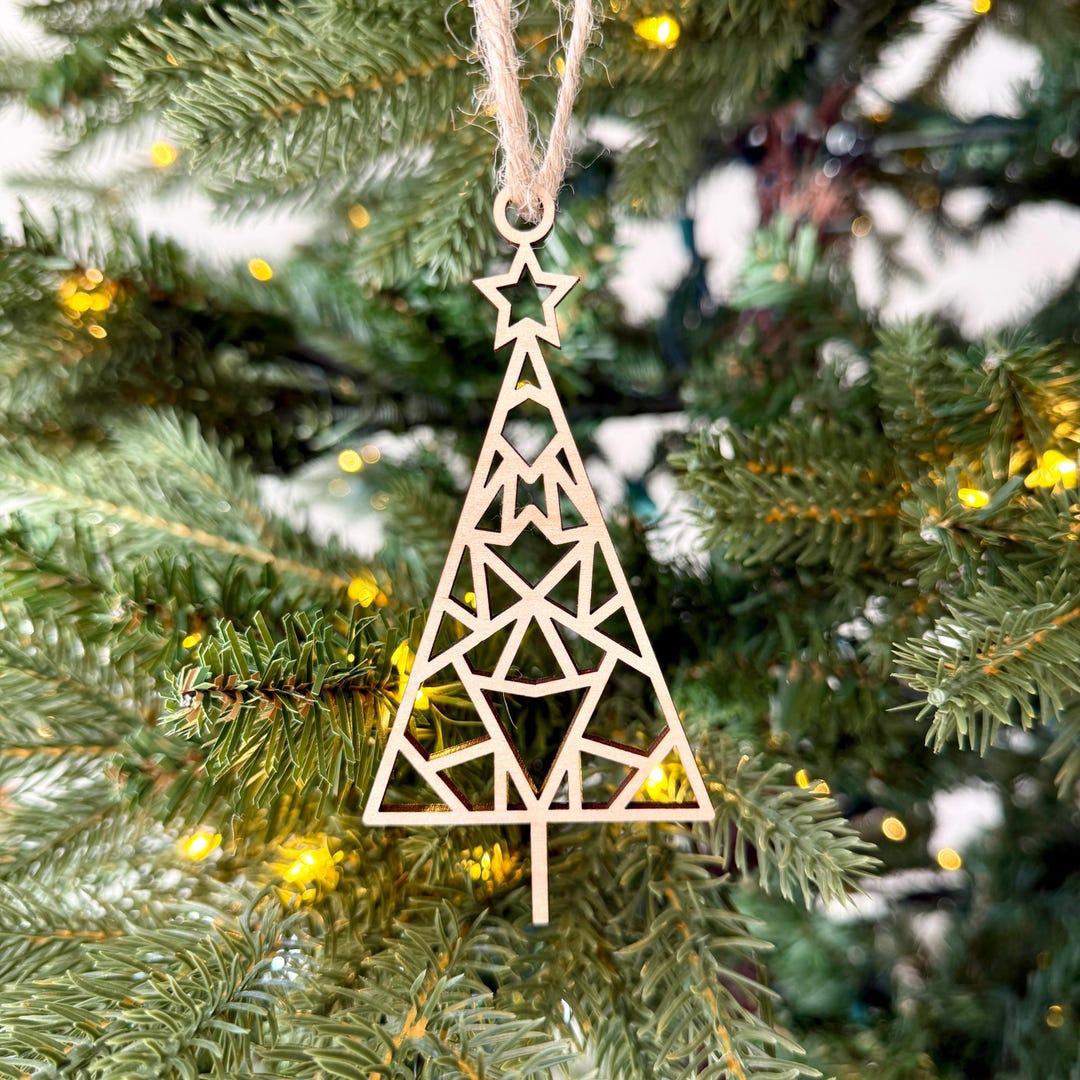 Geometric Evergreen Tree Cutout Christmas Ornament Holiday Decoration ...