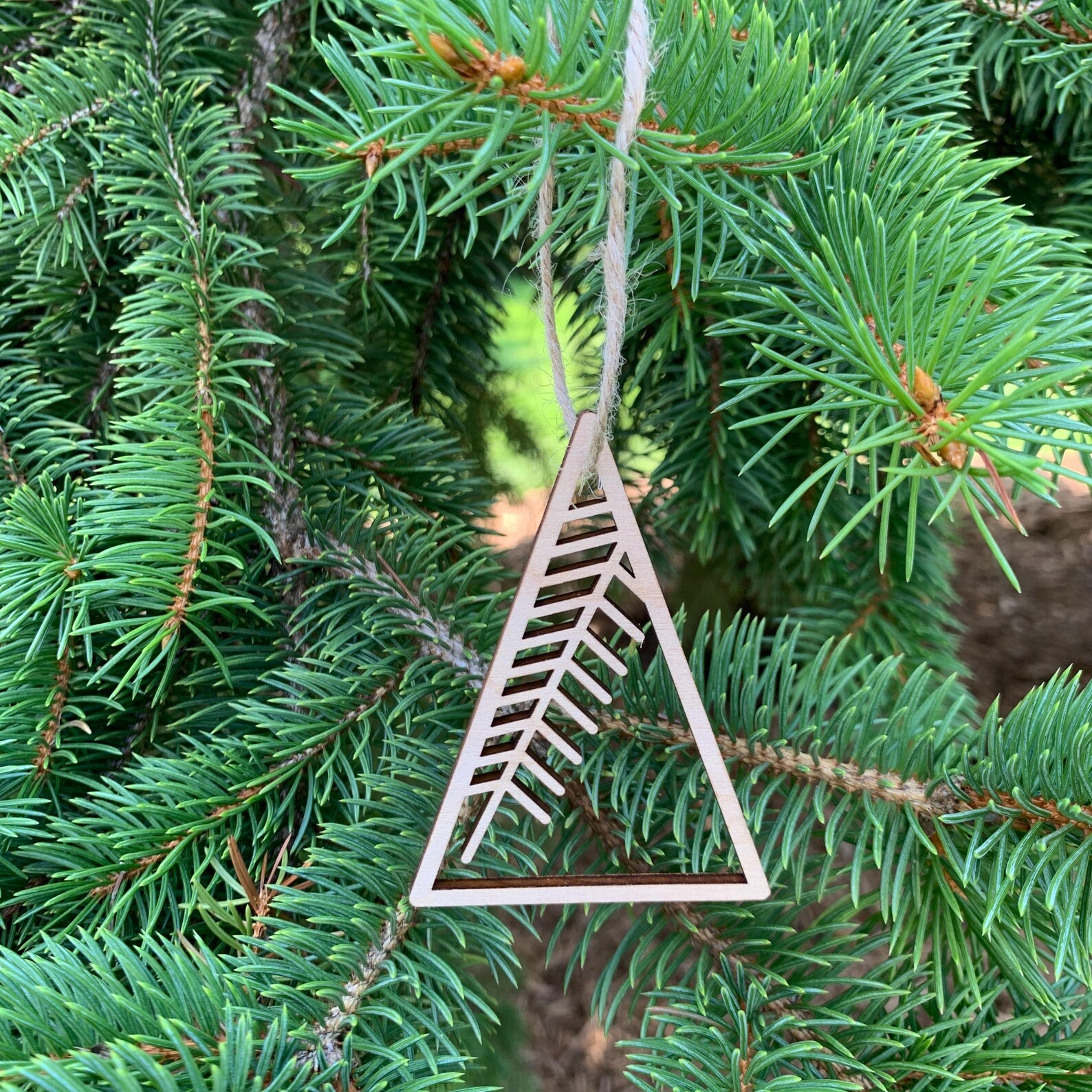 Triangle Evergreen Tree Branch Cutout Abstract Christmas Ornament ...