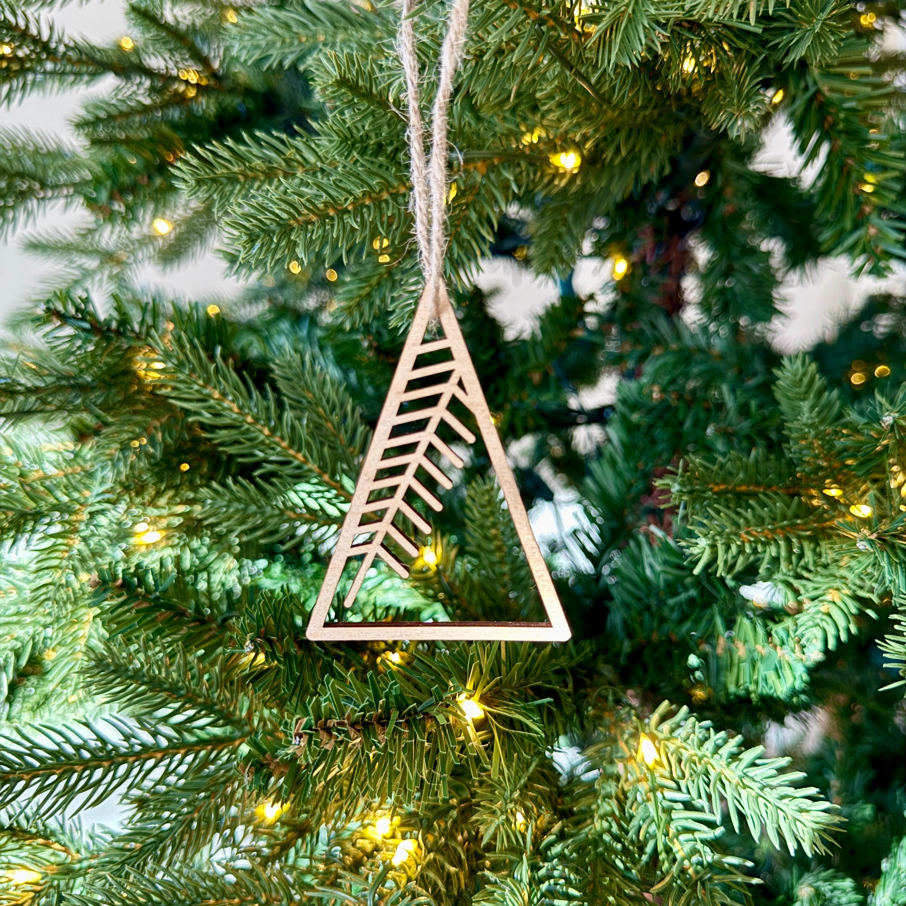 Triangle Evergreen Tree Branch Cutout Abstract Christmas Ornament ...