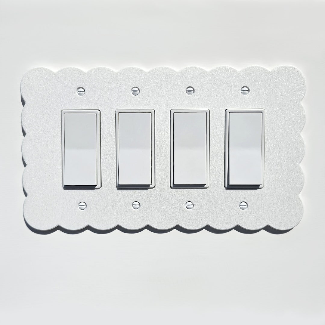Pastel White Cloud Light Switch Cover Quad Four 4 Rocker Custom Design ...