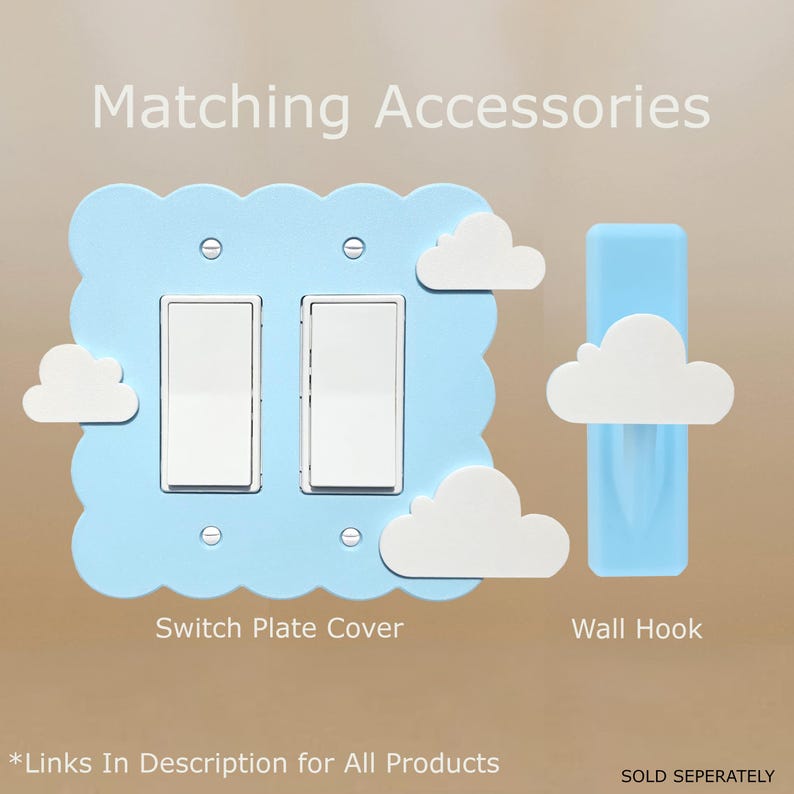 Pastel Blue Cute Cloud Light Switch Cover Double Rocker Custom Design ...
