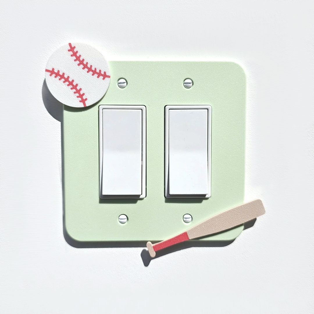 Pastel Green Baseball Theme Light Switch Cover Double Rocker Custom ...