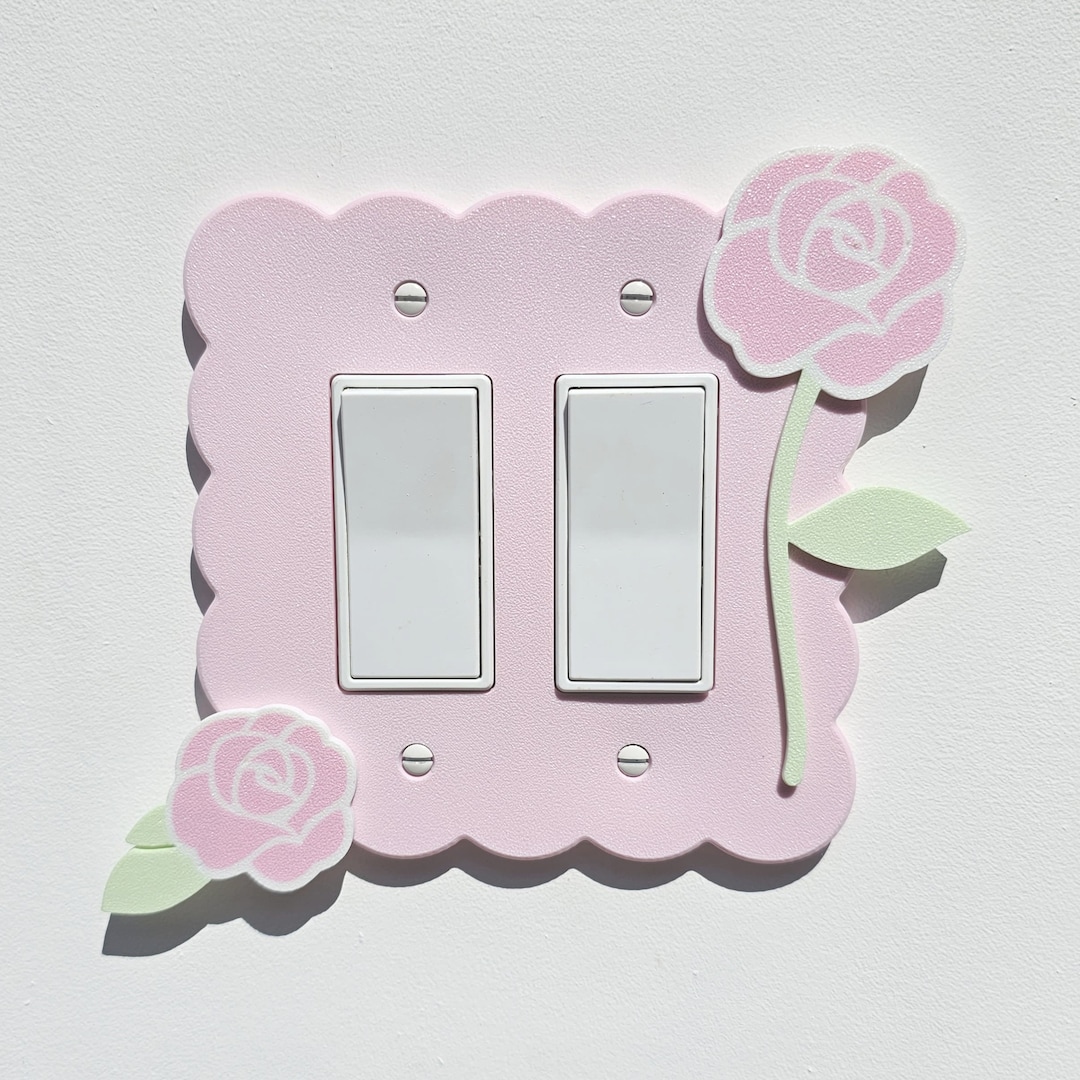 Pink Cloud Light Switch Cover Pastel Pink Rose Double Rocker Custom ...