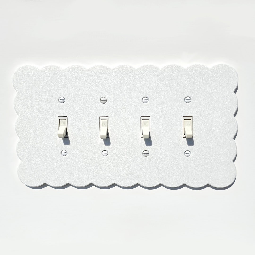 Pastel White Cloud Light Switch Cover Quad Four 4 Toggle Custom Design ...