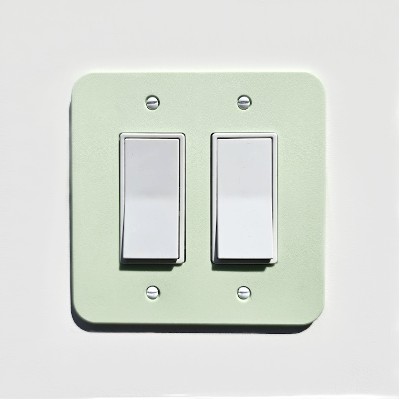 Pastel Green Rounded Corner Light Switch Cover Double Rocker Custom Design Replacement Switch ...
