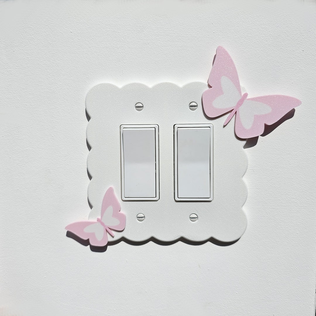 White Cloud Light Switch Cover Pastel White Butterfly Double Rocker ...