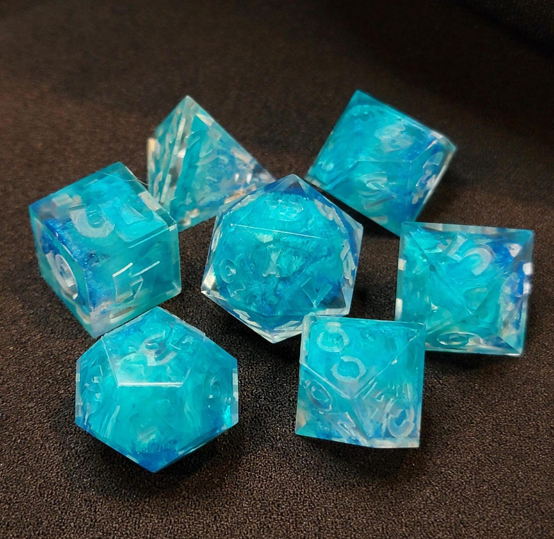 Frozen Cascade - Sharp Edge Resin Dice for Tabletop Role Playing Games ...