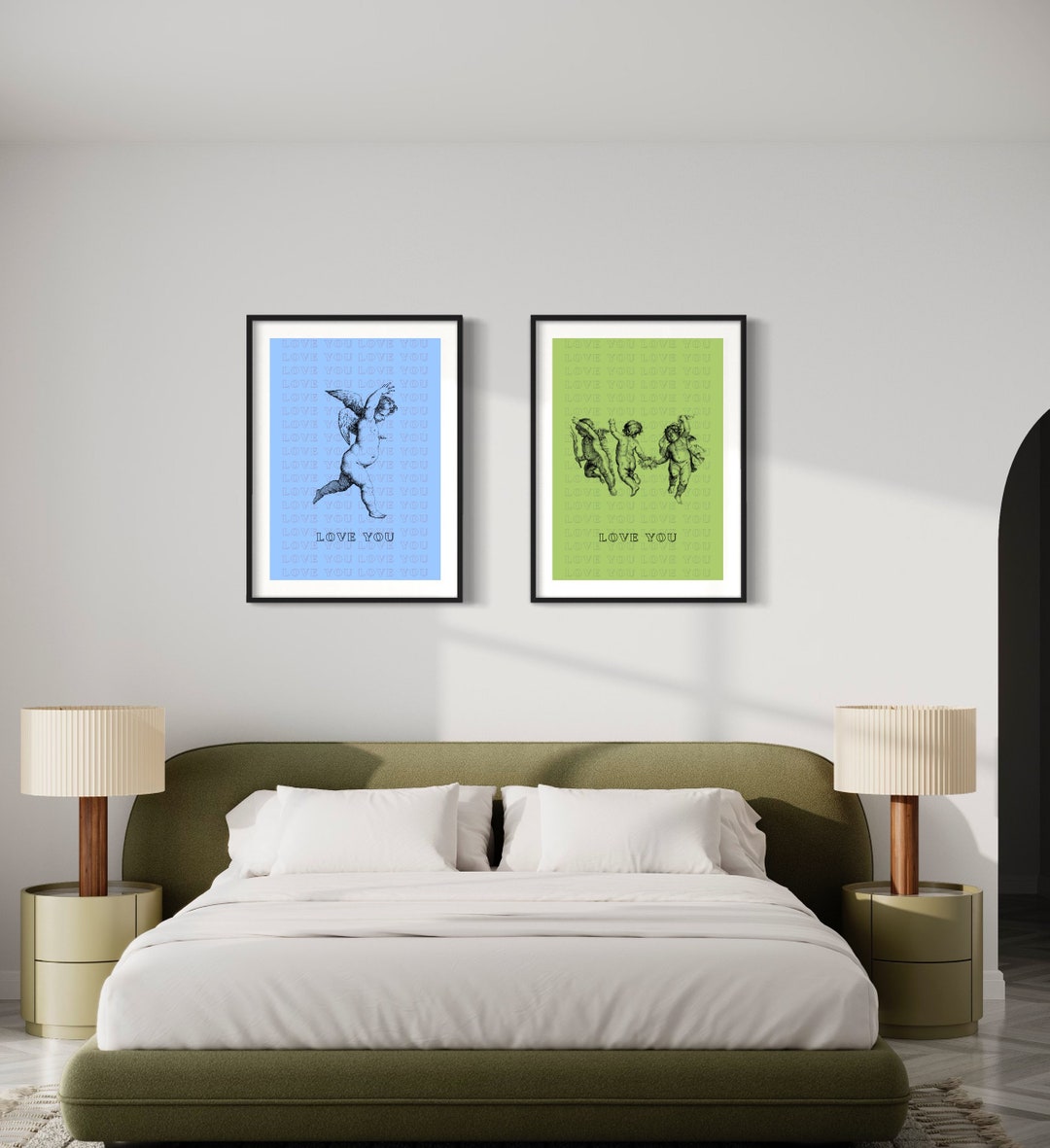Retro Pastel Blue Cherub and Text Wall Art - Etsy