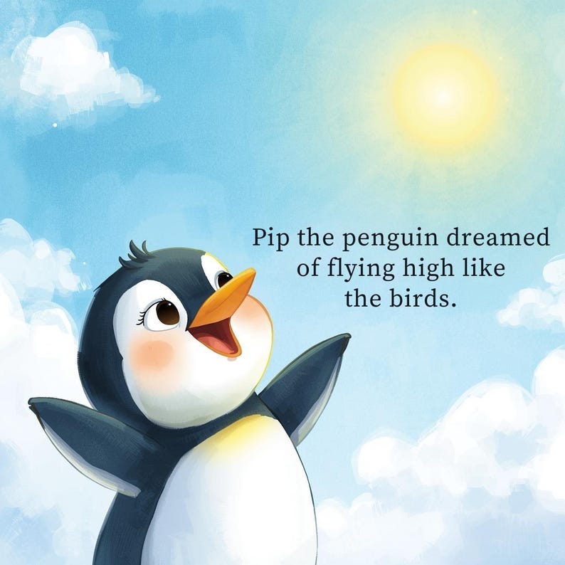 Kids Digital File | Printable Kids Book | Pip the Penguin’s Flying ...