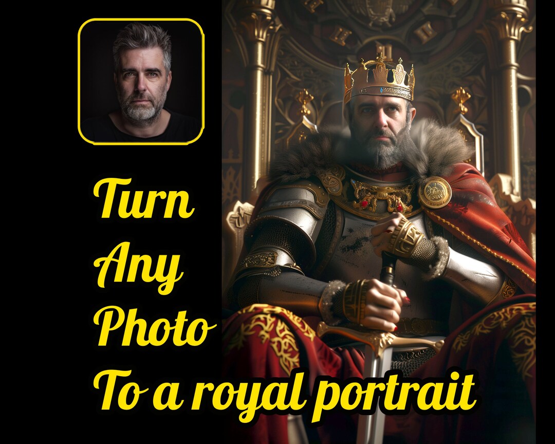 Custom Royal King Portrait From Photo, Royal Portrait, Historical ...