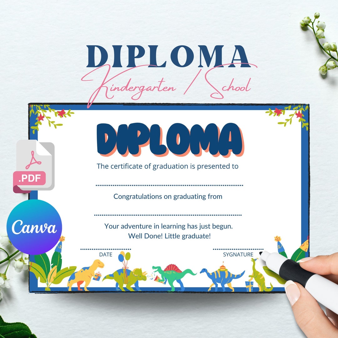 Editable Preschool Certificate, Kindergarten Diploma, Preschool ...